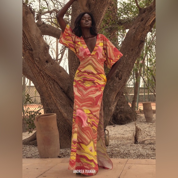 Andrea Iyamah | Dresses | Andrea Iyamah Alyma Orange Yellow Resort Gown ...
